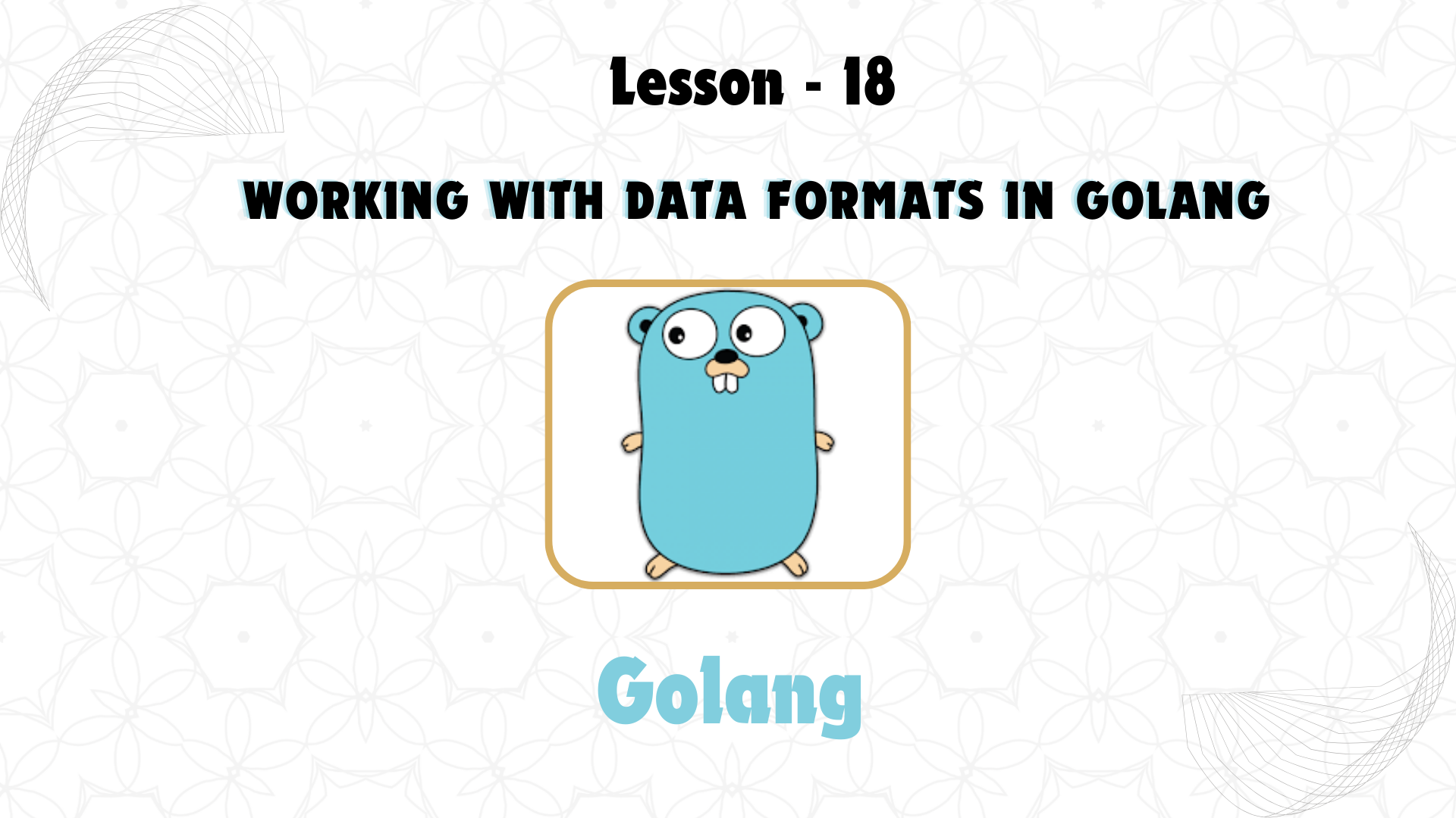 Lesson 18: Working with Data Formats in GoLang Lesson 18: Working with Data Formats in GoLang